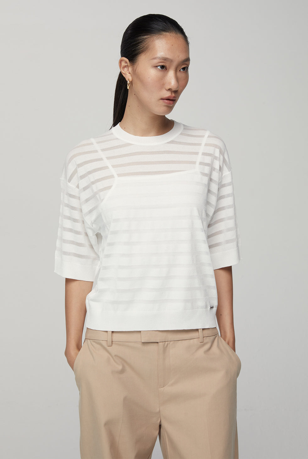 SHEER STRIPED KNITTED TOP – CC Double O Official Store
