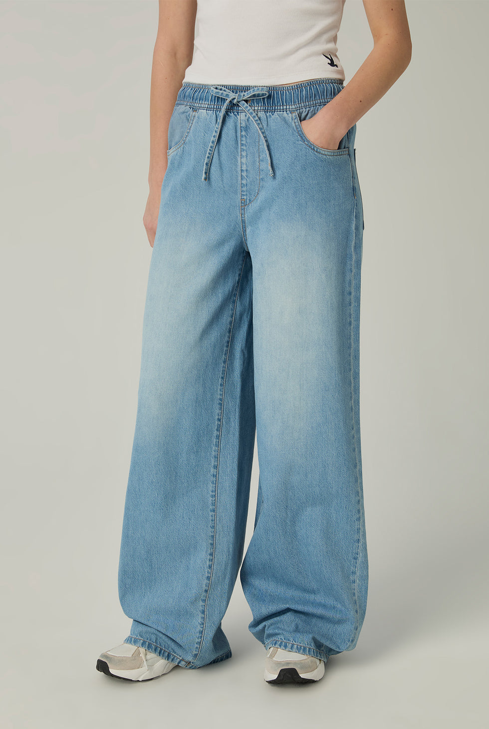 DRAWSTRING WIDE-LEG JEANS – CC Double O Official Store